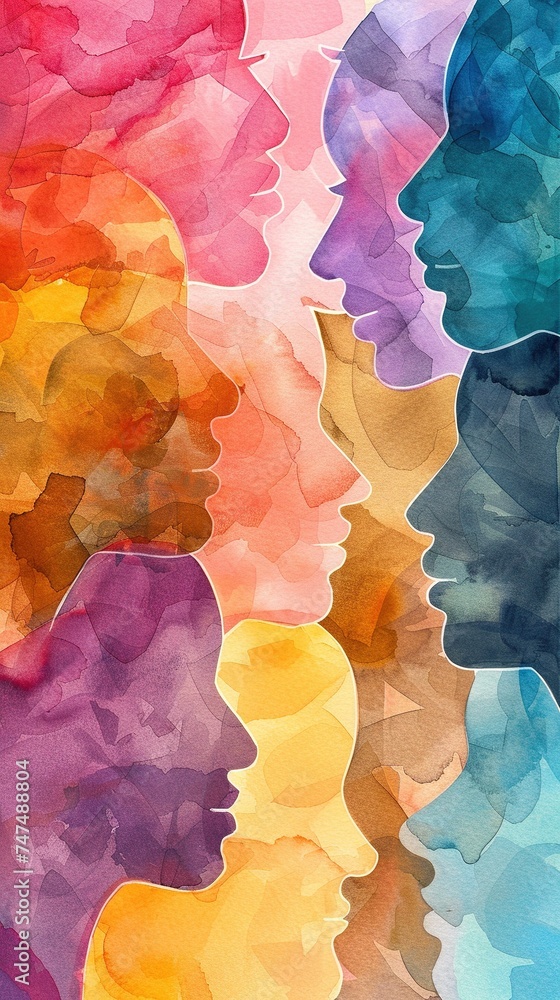 Abstract colorful art watercolor painting depicts International Women's ...