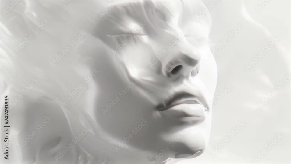 Vidéo Stock white textured human face. Abstract art with fluid lines ...