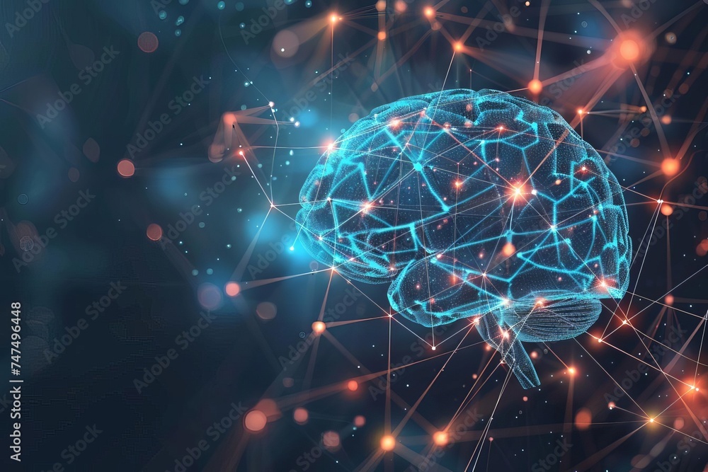 Intricate neural network illustration representing ai brain functions ...