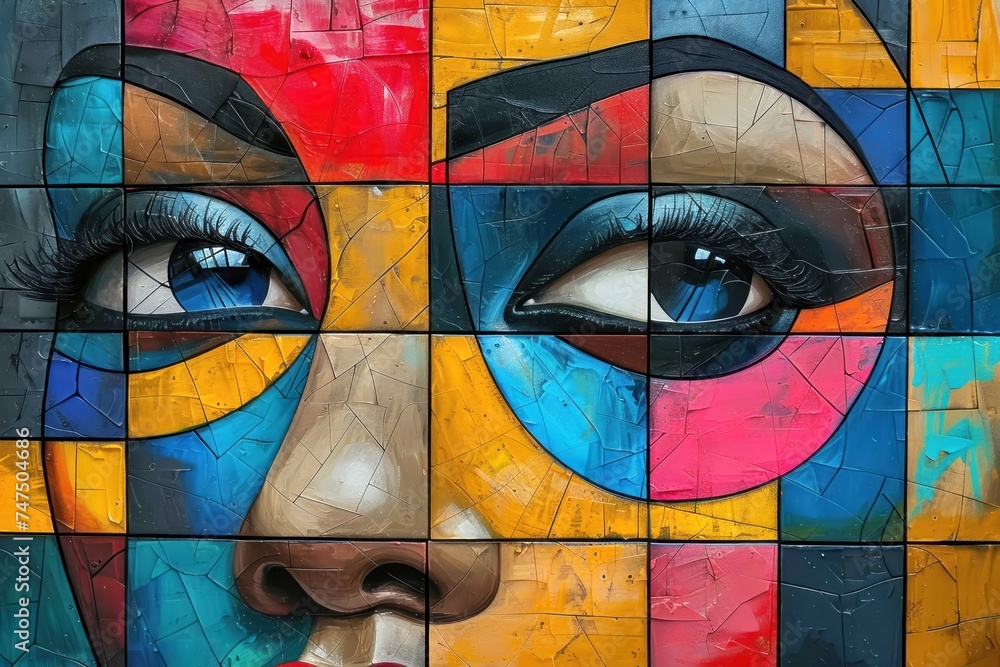 Cubist Portrait with Bold Black Outlines, Inspired by cubism, a ...