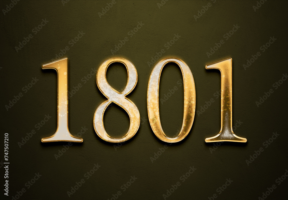 Old gold effect of year 1801 with 3D glossy style Mockup. Stock ...