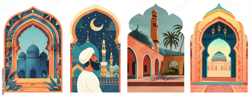 Vetor de Ramadan Kareem greeting card or banner vector illustration of ...