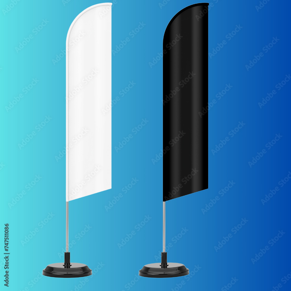 Teardrop mockup set, blank white and black wind banner collection ...