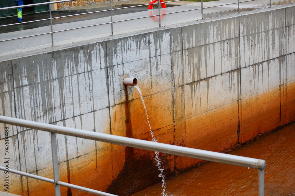 Water discharge with ferric chloride in a drinking water plant Stock ...