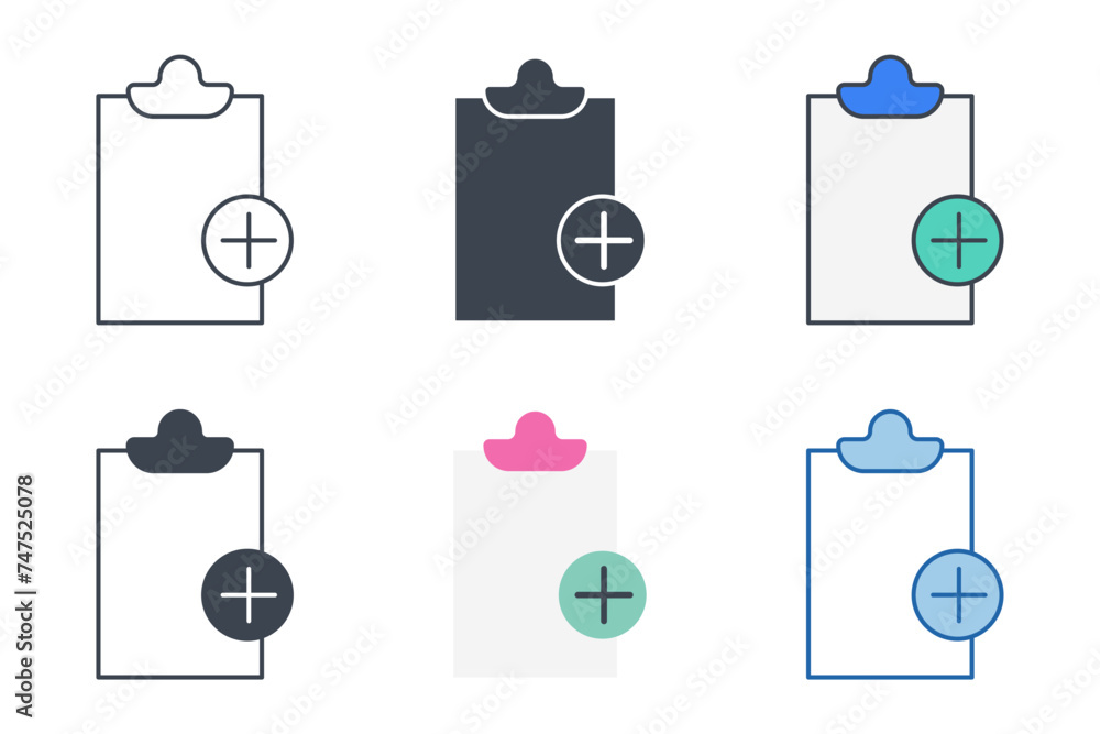 Document with Plus Sign icon collection with different styles ...