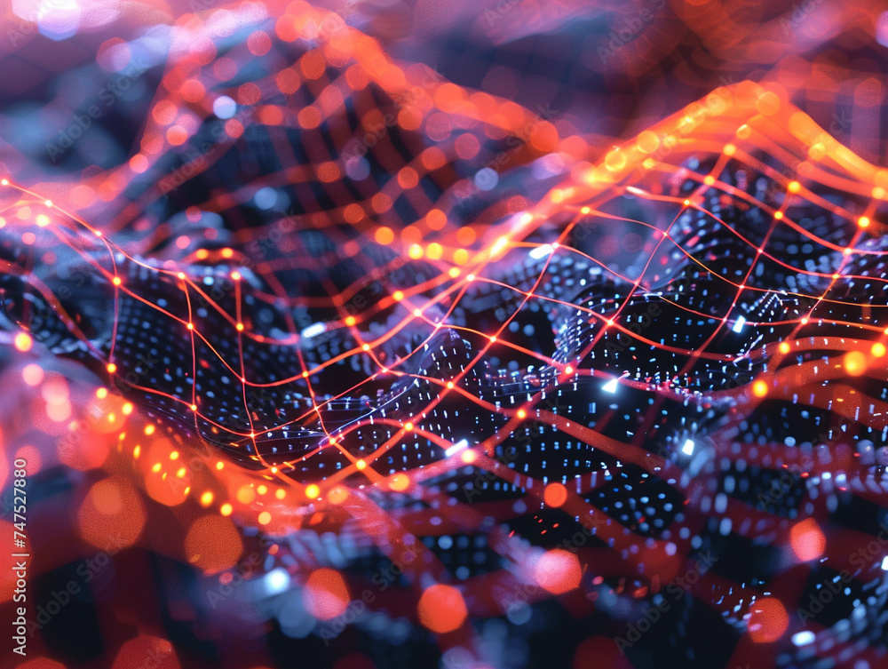 An AI core pulsating with sophistication encased in a lattice of ...