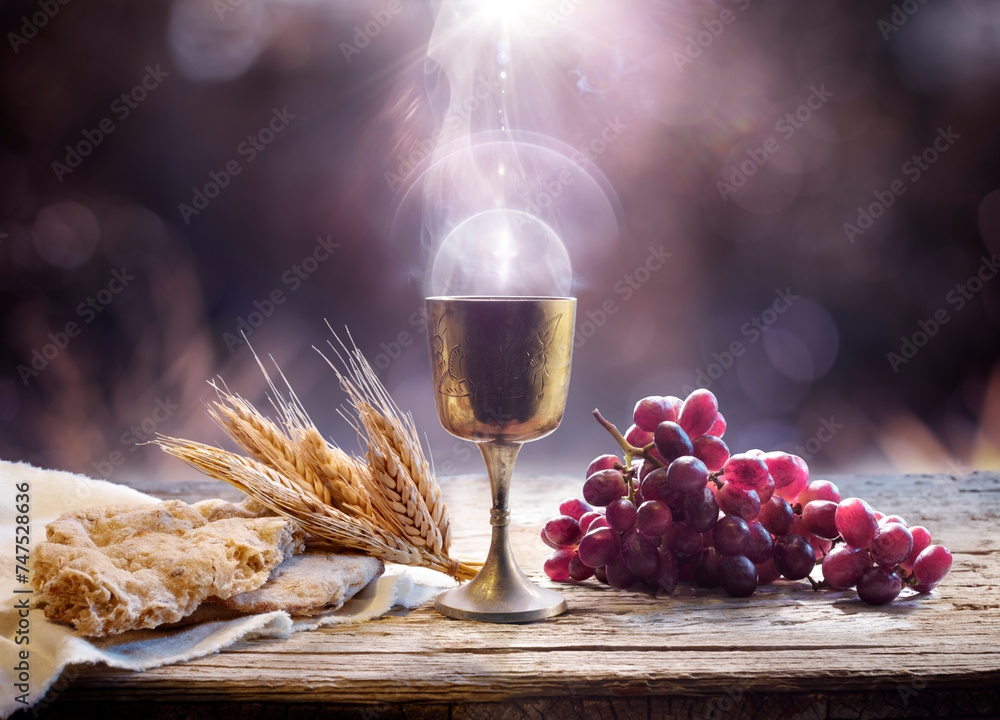 Communion - Holy Grail With Unleavened Bread And Chalice Of Wine - Last ...