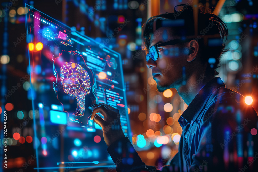 Businessman using computer with AI. Online bidding using artificial ...