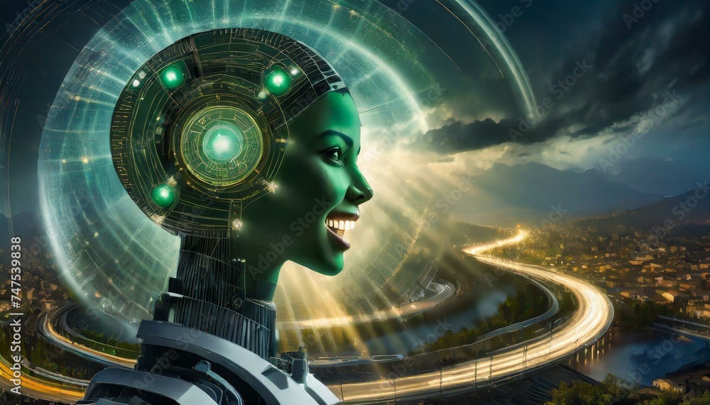 Illustration of an Artificial Intelligence represented in humanoid form ...