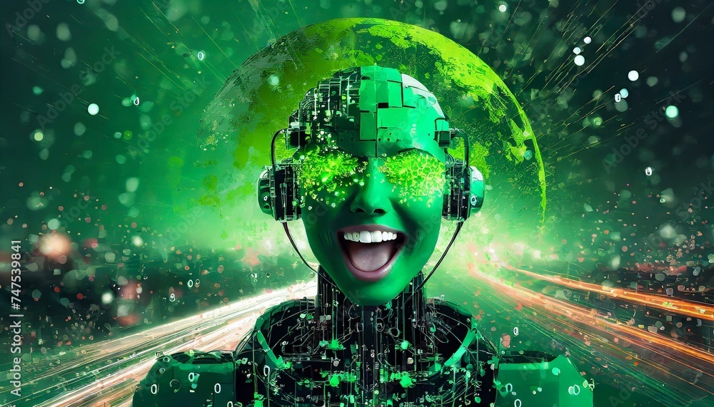 Illustration of an Artificial Intelligence represented in humanoid form ...