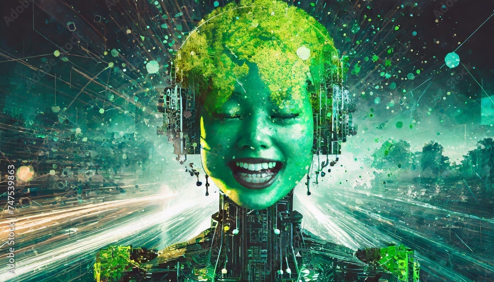 Illustration of an Artificial Intelligence represented in humanoid form ...