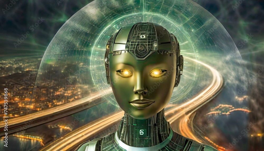 Illustration of an Artificial Intelligence represented in humanoid form ...