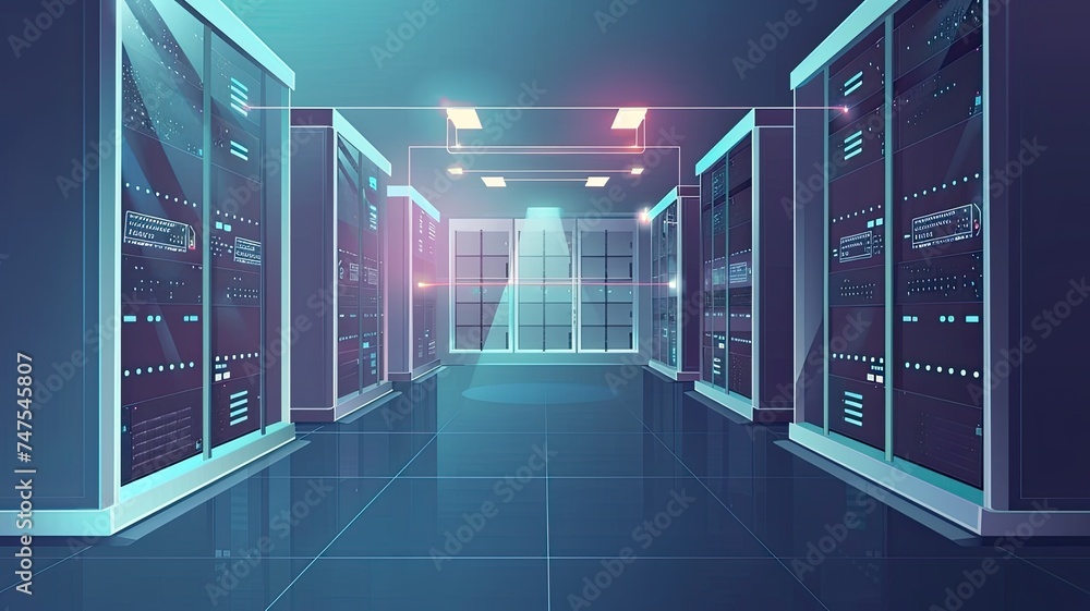 the efficiency and precision of AI data processing in a bustling Data ...