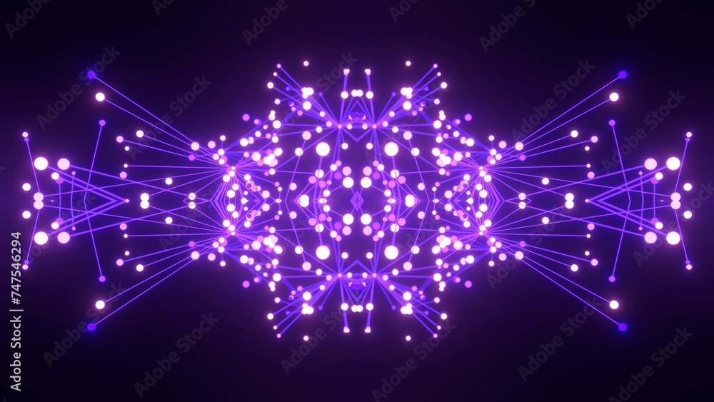futuristische violette leuchtende synchrone Netzwerkverknüpfungen mit ...