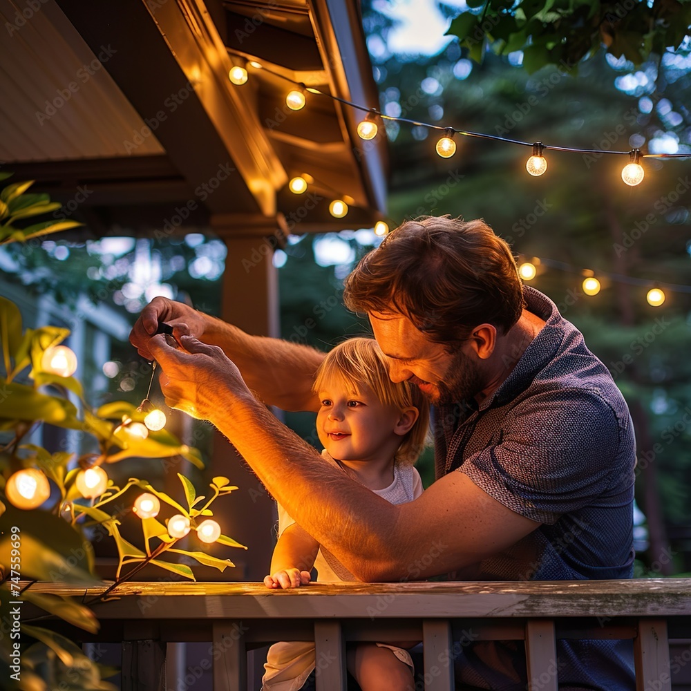 Happy Handsome Father Helping His Little Beautiful Kid to Change a ...