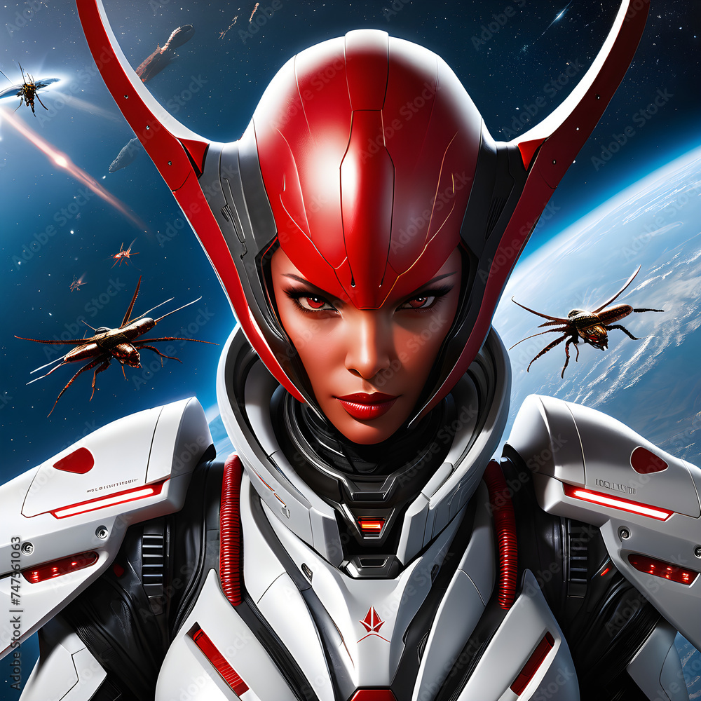 Meet Xara, the anthropomorphic alien mercenary with striking red skin ...