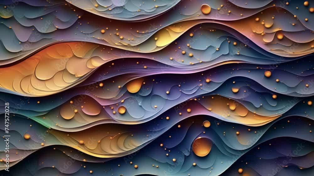 A series of abstract shapes in shades of blue and gold resembling a ...