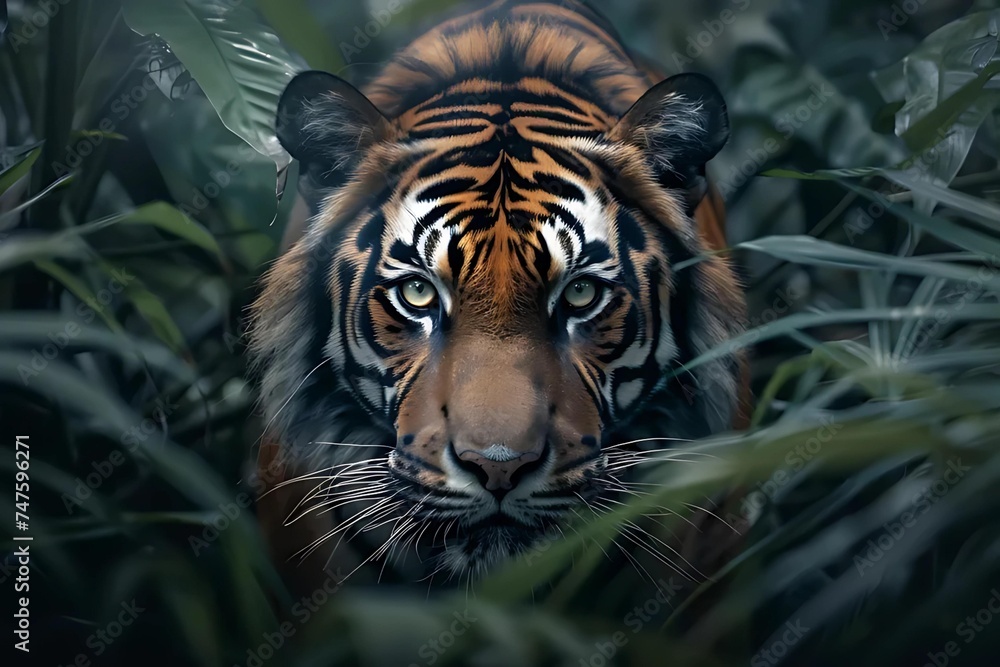 Witness the awe-inspiring presence of a focused tiger as it prowls ...