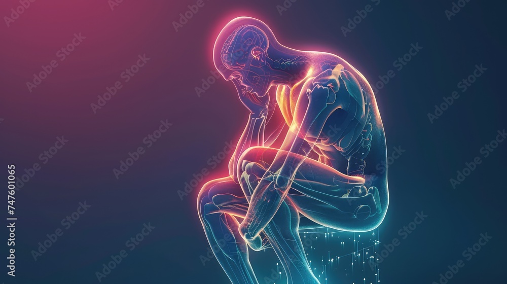 3D Medical Illustration Depicting a Man Experiencing Chronic Knee Pain ...