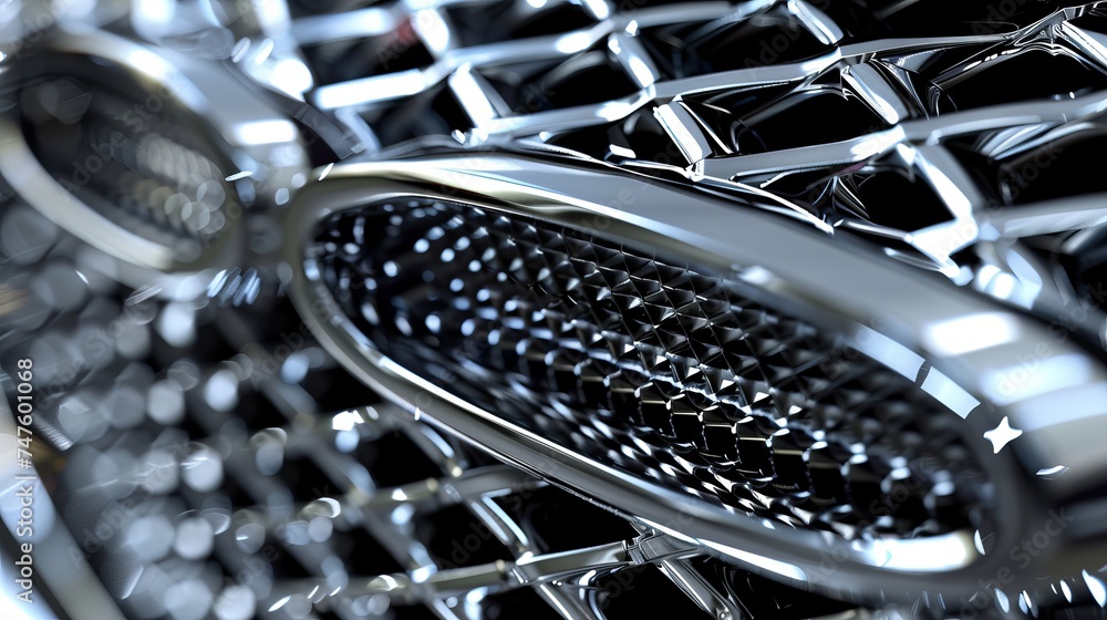 Grid of car. Radiator grille. Close-up texture background of metal. The ...