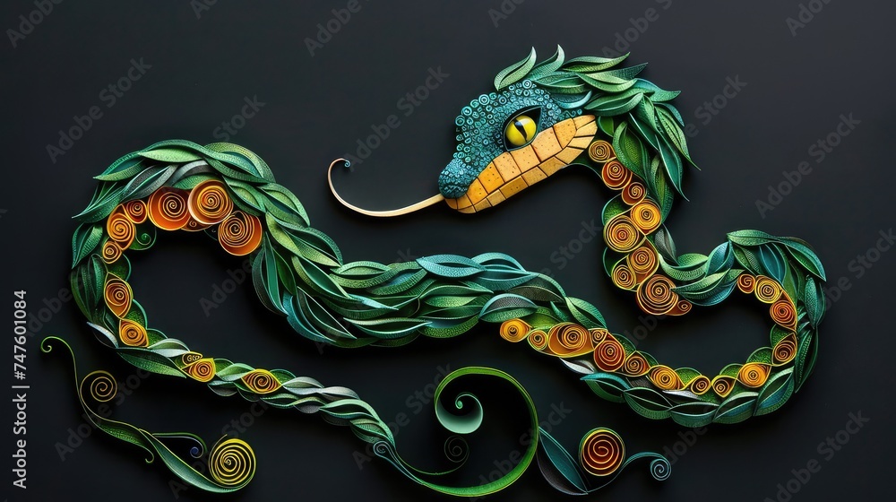 Intricate Quilling Artwork of a Snake: A Detailed Representation of ...