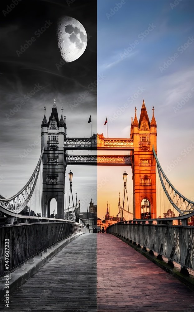 Two pictures, on one side: london bridge black and white , dplendid ...
