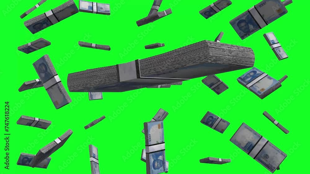 Nigerian Naira Money Falling Animation Green Screen, Nigerian 1000 ...