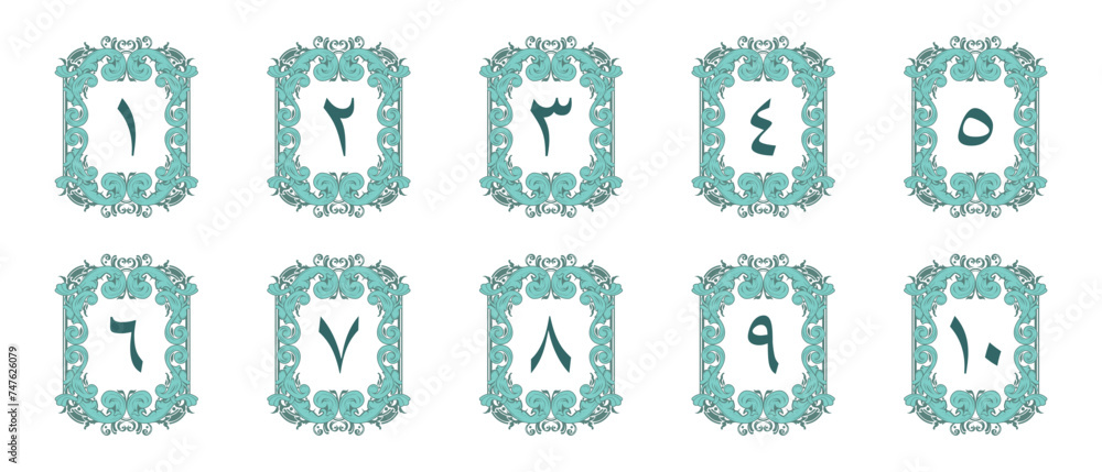 Arabic numerals with premium border decoration. illustration vector ...