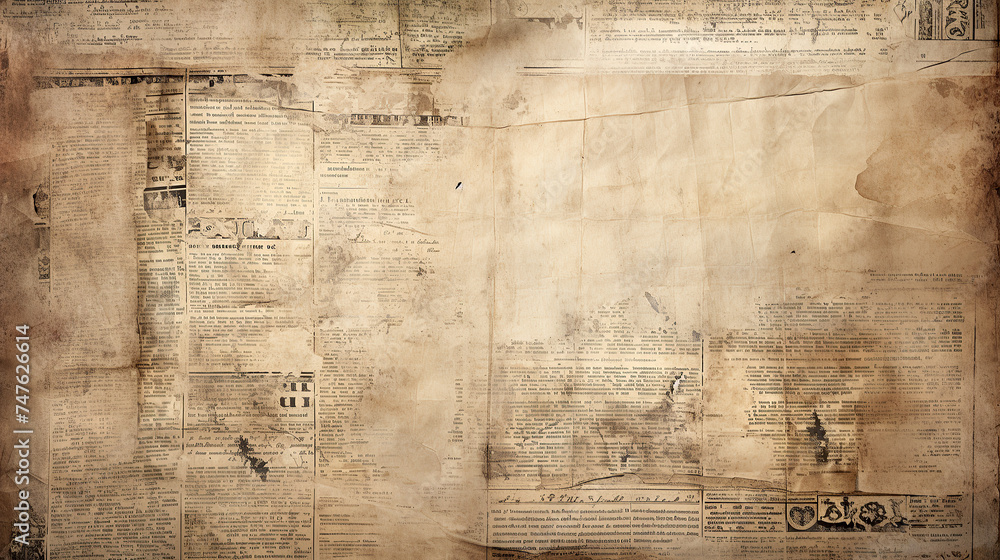 Old newspaper. Aged brown paper grunge vintage texture. Overlay ...