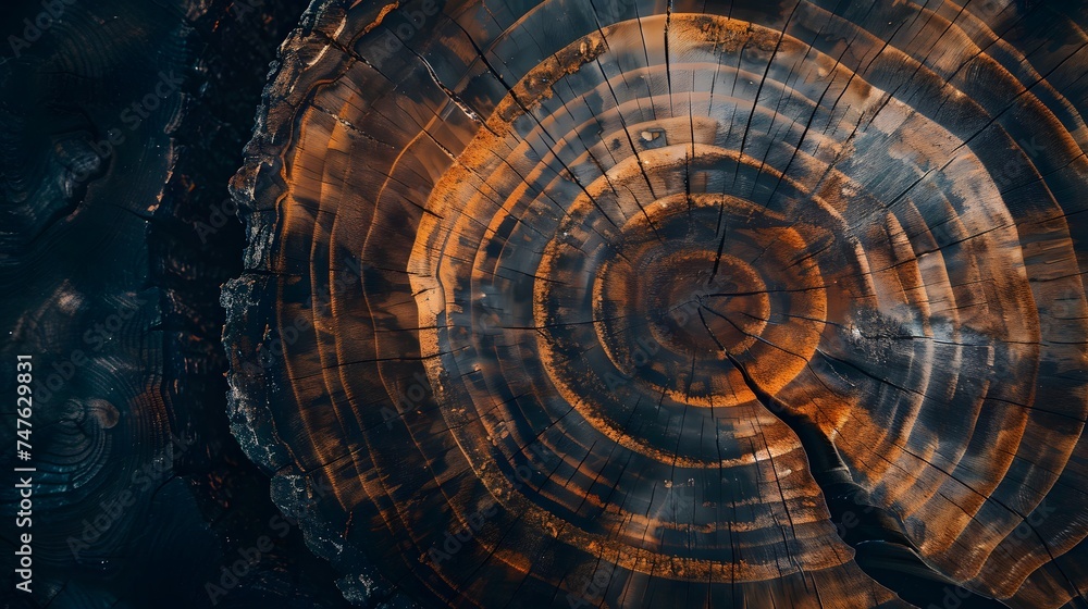 Old wooden oak tree cut surface texture, pattern of cross-section log ...