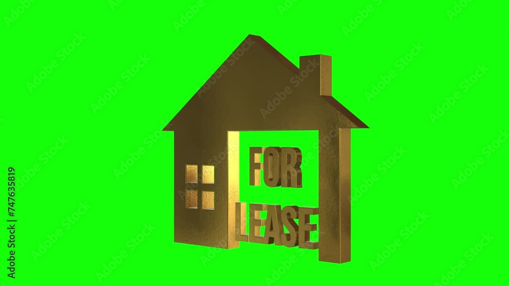 4K Animated video of a house with the words For Lease Green Screen ...