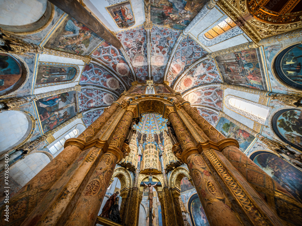 Interior of the 12th-century round church at the Convent of Christ in ...