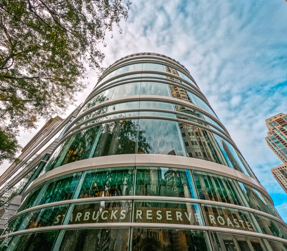 Chicago, Illinois, USA, October 8, 2023, The Starbucks Reserve Roastery ...
