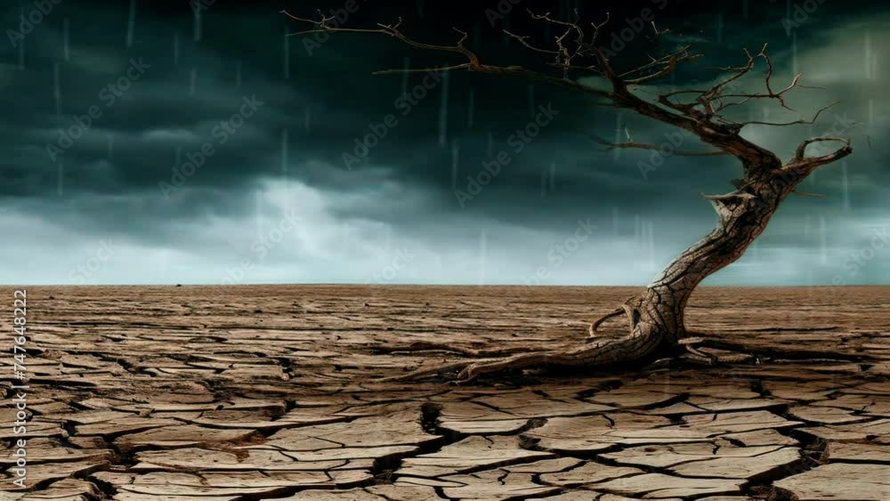 The dry, cracked land is infertile due to the absence of a rainy season ...