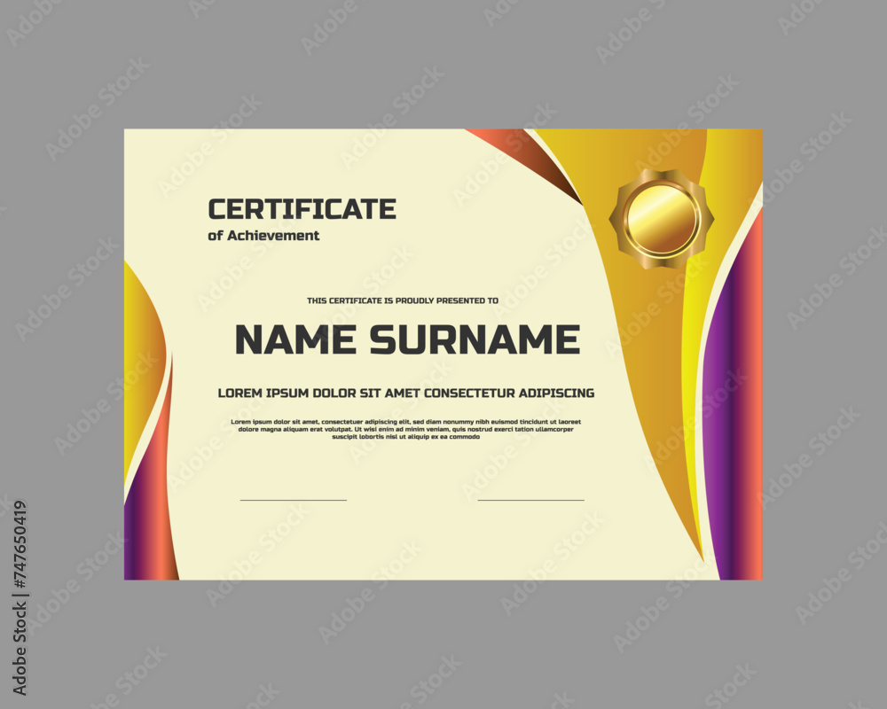 Certificate template with texture modern vibrant vector Stock Vector ...