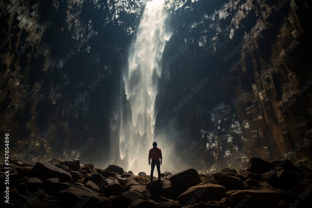 Astonished Man Experiencing the Sublime Beauty of the Enormous ...