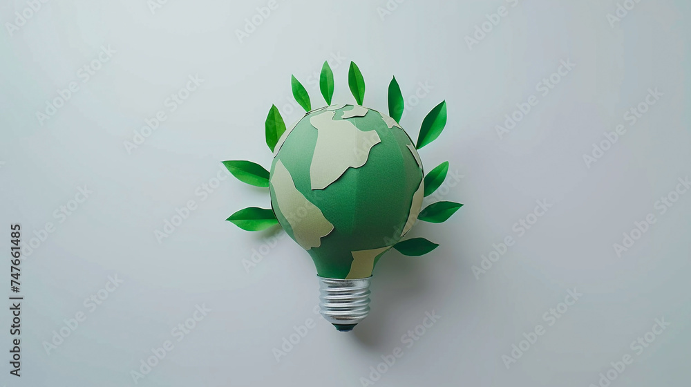 Lighting the path to sustainability, a light bulb-shaped globe ...