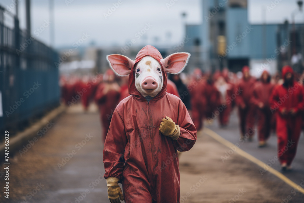 Animal rights activists conducting a peaceful demonstration outside a ...