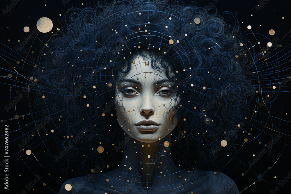 A celestial constellation shimmering in the night sky, with stars ...