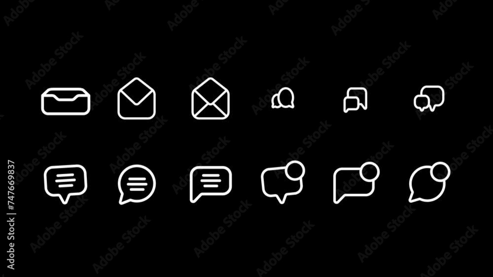 text message and email animated icon. chat box , text , chat doct video ...
