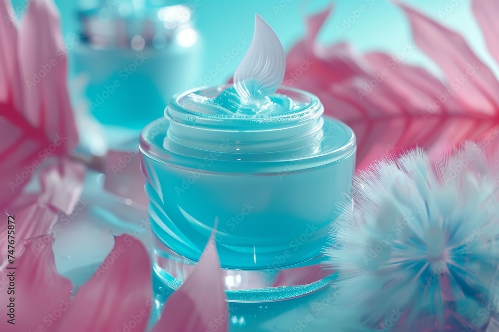 Facial female skin care cream. Skincare treatment products: smooth ...