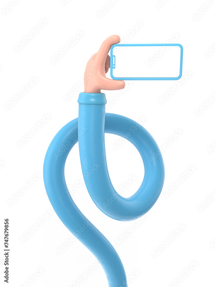 Transparent Backgrounds Mock-up.3d hand touching smartphone. cartoon ...