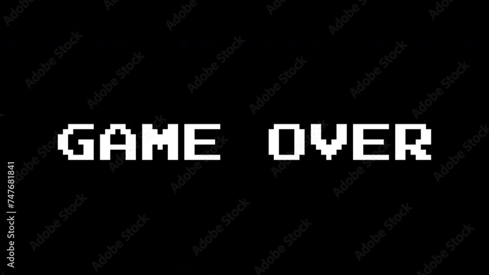 Game Over Text Animation With A Glitch Effect Cyberpunk Text With An Old Tv Distortion Effect
