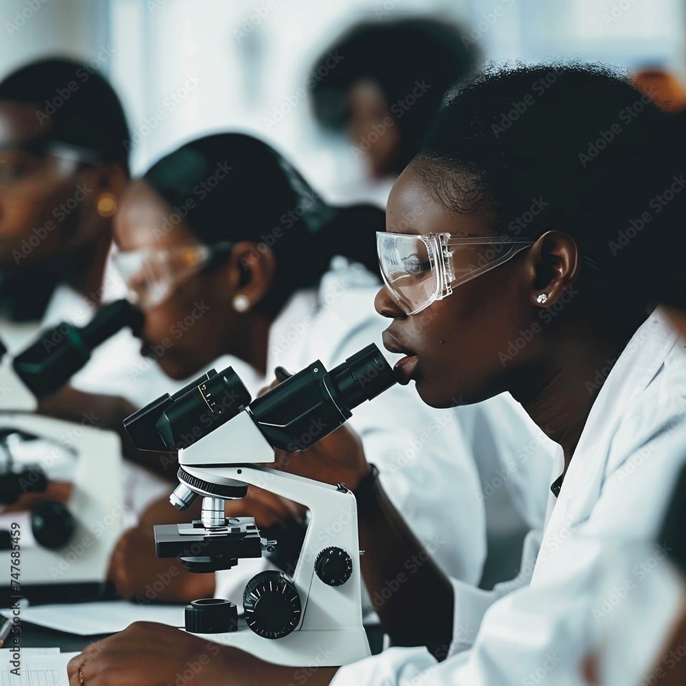 Black scientist looking into camera for research African woman ...