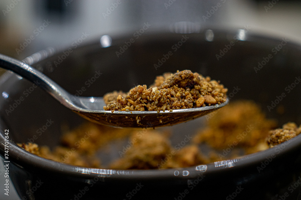 Spoon of Sfouf a traditional Moroccan sweet meal for the Ramadan month ...