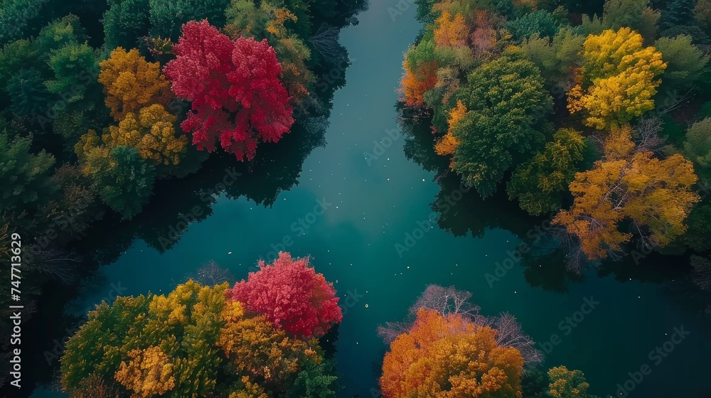 temperate deciduous forest, autumn, pine forest, forest, stream, rivers ...