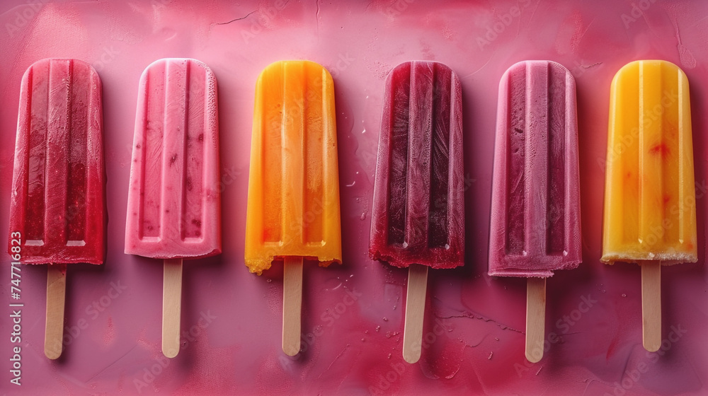 seamless patterns of popsicle in different colors and flavors Stock ...
