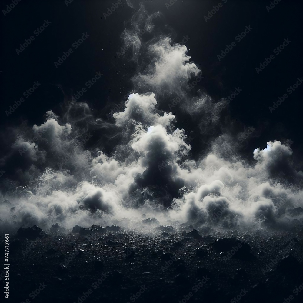Smoke black ground fog cloud floor mist background steam dust dark ...