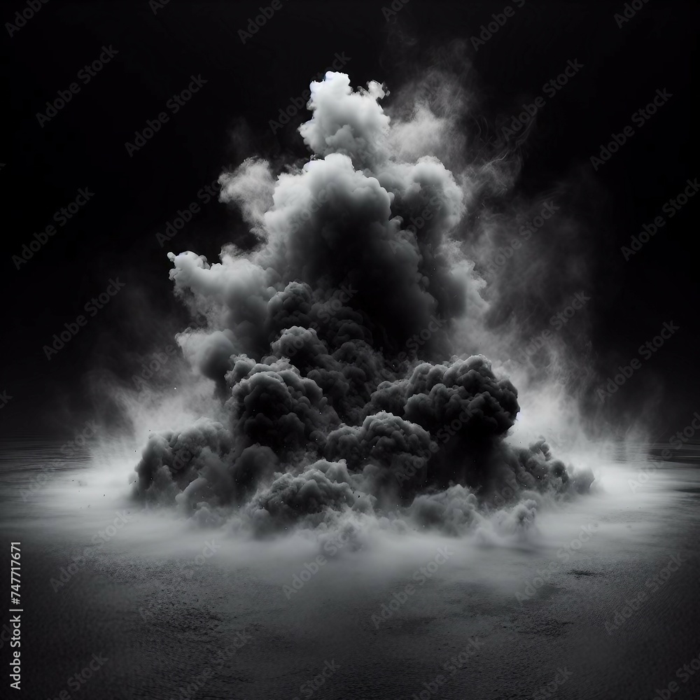 Smoke black ground fog cloud floor mist background steam dust dark ...