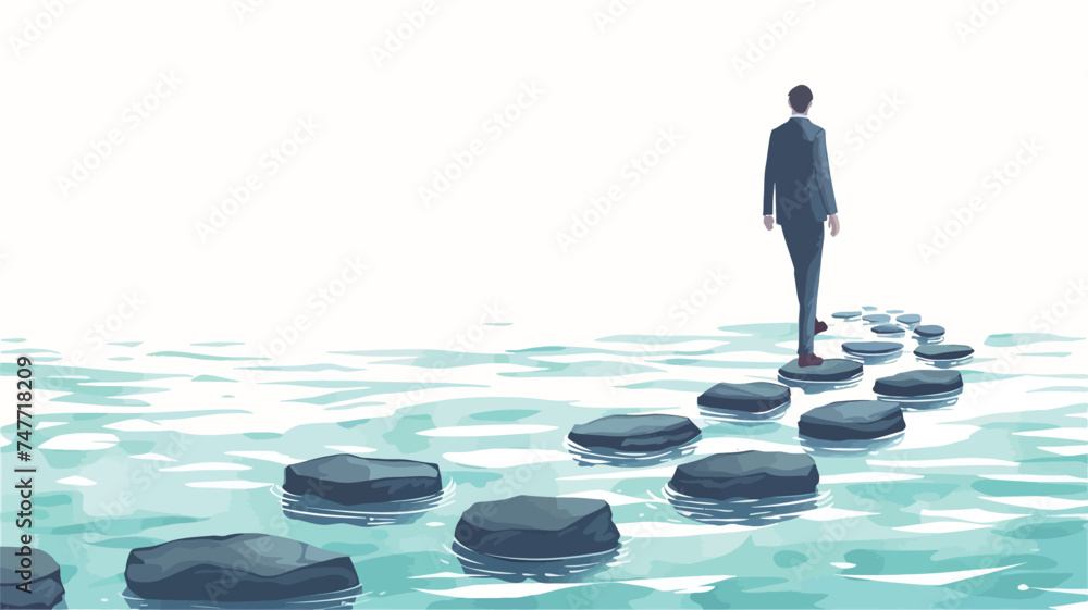 a person in a suit is walking across some rocks, in the style of ...